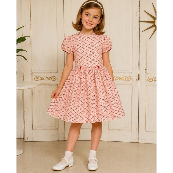 Love | Dresses | Vtg 96s Love Girls Red Floral Embroidered Organza ...